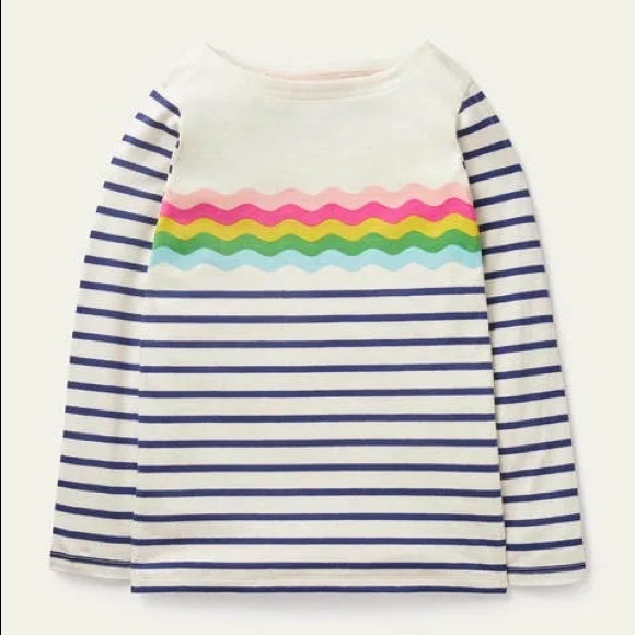 Boden | Shirts & Tops | Boden Everyday Breton Ivorynavy Rainbow Wave ...